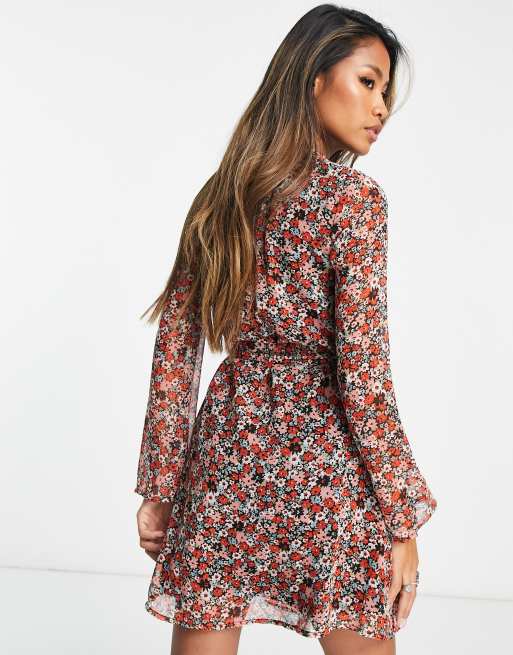 Violet Romance high neck belted mini dress in ditsy floral print | ASOS