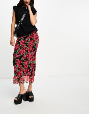 Violet Romance - Jupe mi-longue d'ensemble en tulle à imprimé rose oversize | ASOS