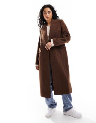 Violet Romance oversized longline formal coat in brown | ASOS