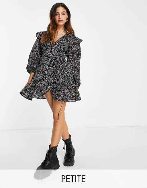 Violet Romance Petite wrap mini dress in ditsy floral print | ASOS