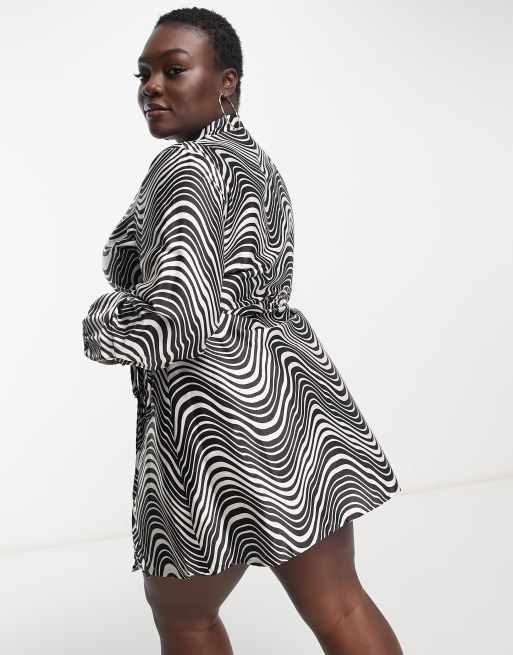 Violet Romance Plus satin wrap mini dress in swirl print | ASOS