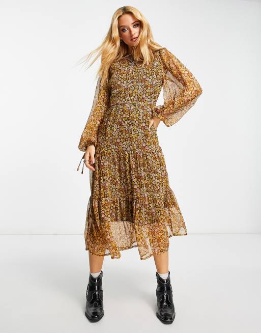 Violet Romance Smock Midaxi Dress In Floral Print Asos