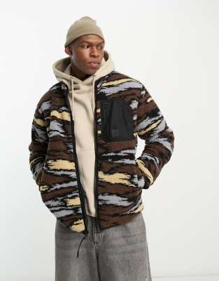Volcom Muzzer Fuzzar fleece in brown camo print | ASOS