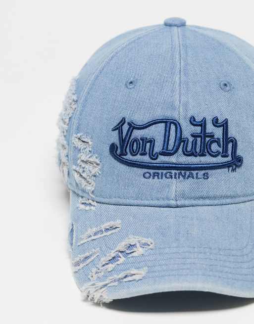 Von Dutch baseball cap in distressed denim | ASOS