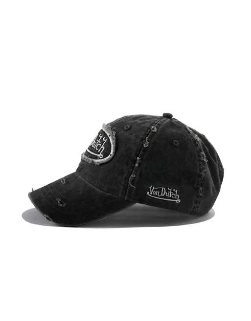 Von Dutch dad baseball cap in distressed black | ASOS