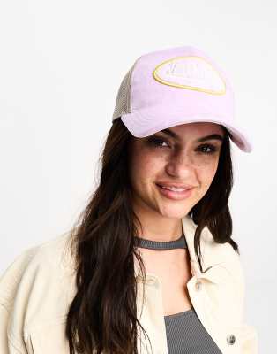 Von Dutch Kent velvet trucker cap in lilac | ASOS