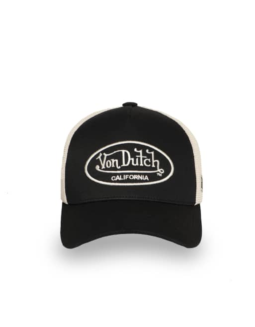 Von Dutch trucker cap in black and beige | ASOS