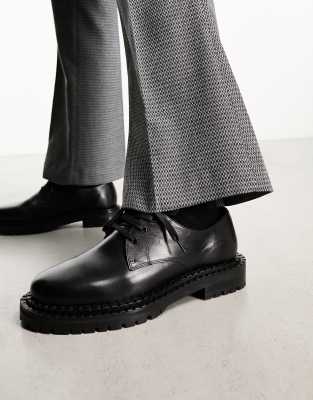 Walk London Jagger derby shoes in black leather | ASOS