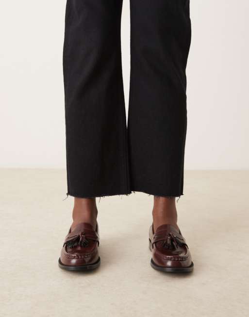 Walk London Rhea woven loafers in cherry liqueur | ASOS