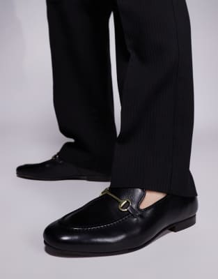 Walk London Trent trim loafers in black leather | ASOS