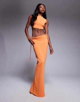 Wanderdoll - Sienna - Jupe longue d'ensemble en maille fine - Orange | ASOS