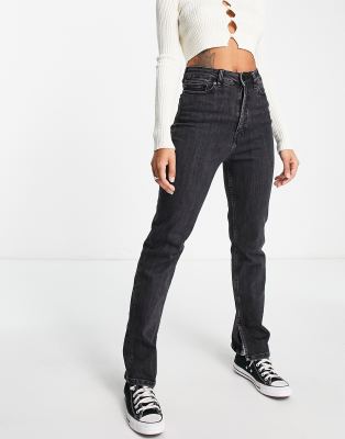 Waven high rise split hem slim fit jeans in vintage black | ASOS