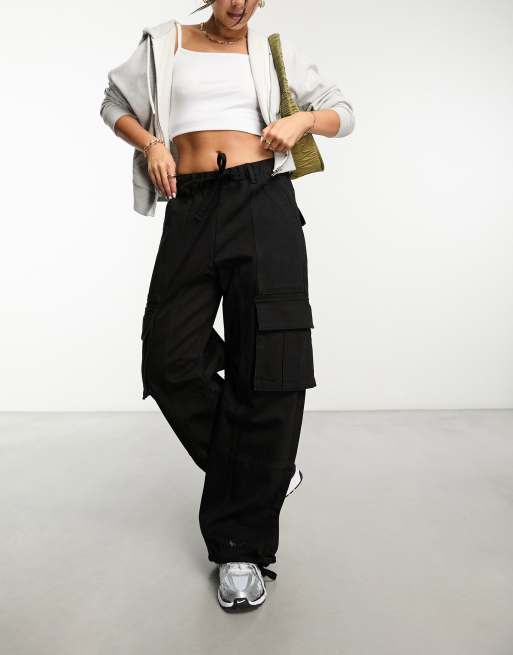 Waven Viggo high rise denim cargo pants in black (part of a set) | ASOS