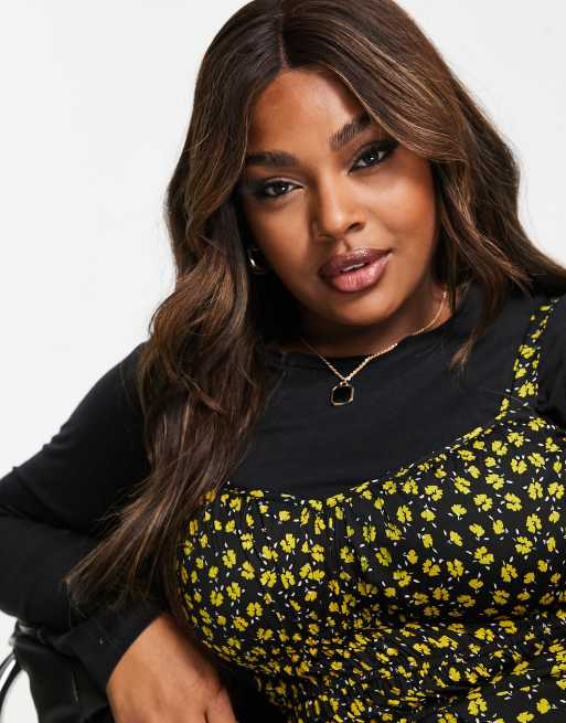 Wednesday's Girl Curve cami overlay jumpsuit in yellow ditsy | ASOS