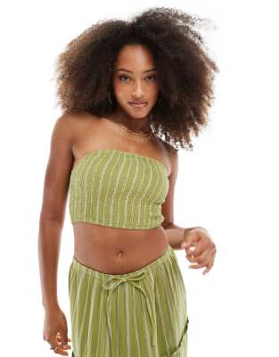 Wednesday's Girl striped bandeau top in green - part of a set | ASOS