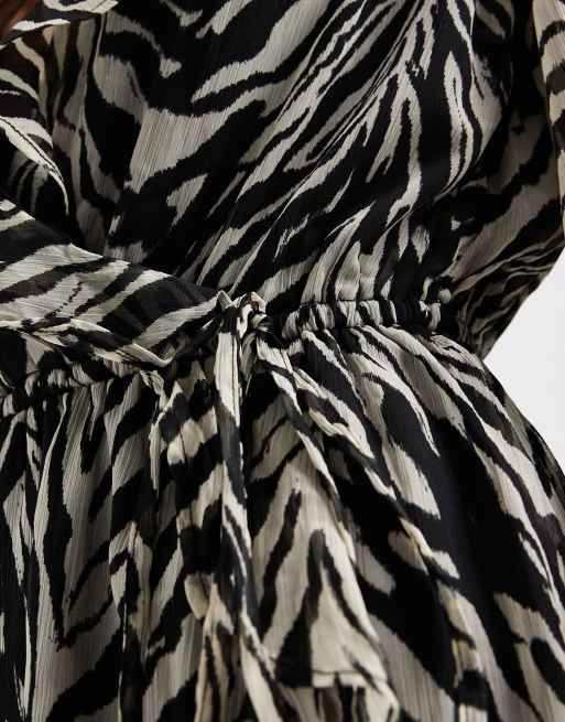 Wednesday's Girl wrap detail mini dress in zebra print | ASOS