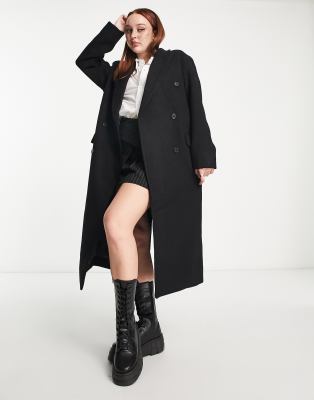 Weekday Alex oversized masculine double breasted coat in black | ASOS