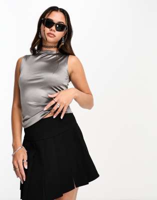 Weekday Annie metallic tank top in dark grey | ASOS