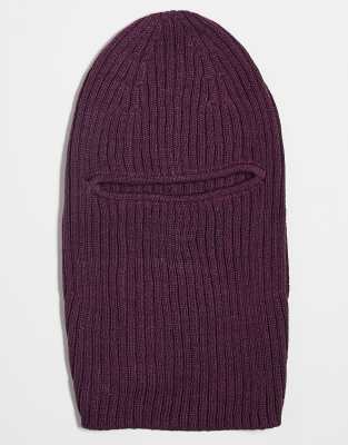 Weekday Bell knitted balaclava in wine | ASOS