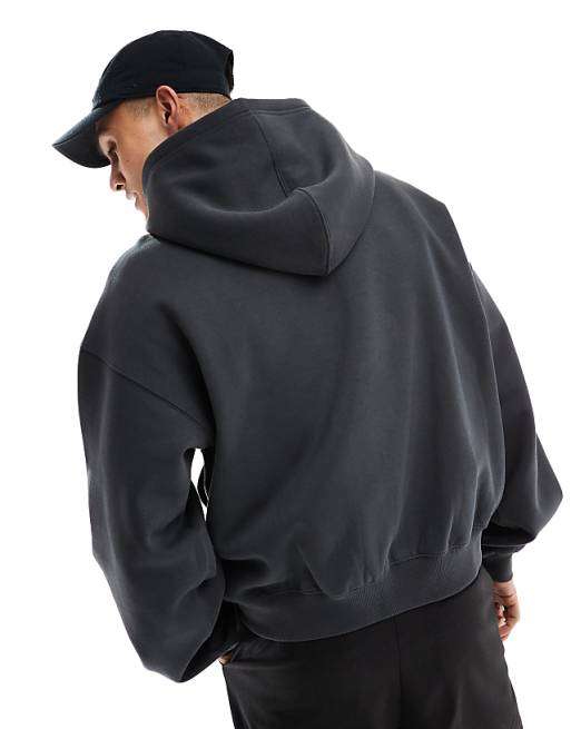 Weekday boxy fit zip up hoodie in off-black | ASOS Weekday boxy fit zip up hoodie in off-black | ASOS