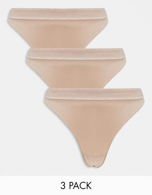 Weekday Cat 3 pack thong in beige | ASOS