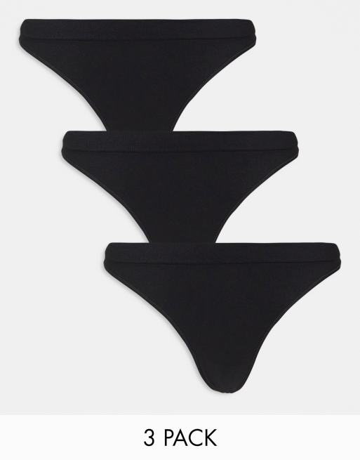 Weekday Cat 3 Pack Thong In Black Asos