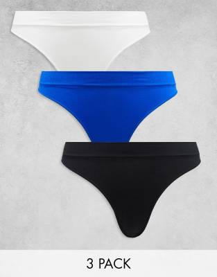 Weekday Cat 3 pack thong in blue | ASOS