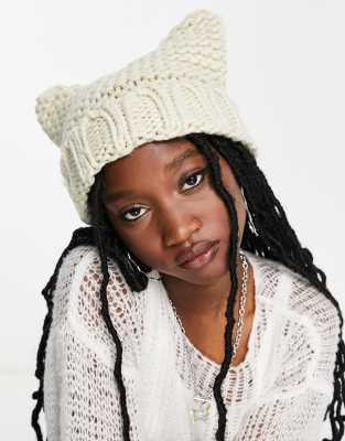 Weekday Cat beanie with cat ears in white | ASOS