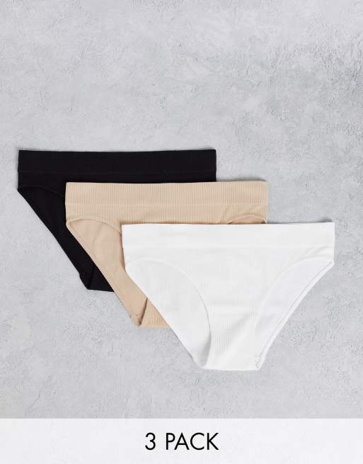 Weekday Cat Lot De 3 Culottes Noir Blanc Et Beige Multi Asos