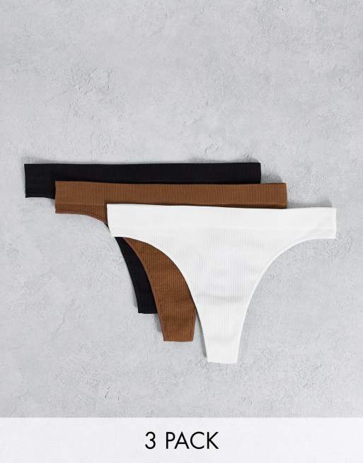 Weekday Cat Lot De 3 Strings Noir Blanc Et Marron Multi Asos