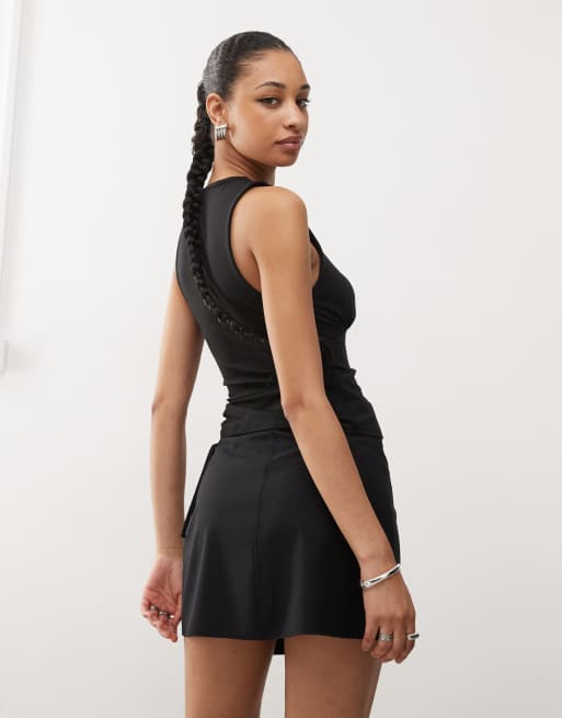 Weekday Circee wrap mini skirt in black