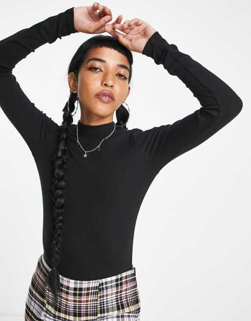 Weekday - Close - Top manches longues ajusté à col montant - Noir | ASOS