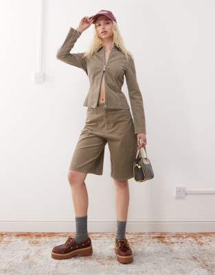 Weekday corduroy fitted jacket and jorts set | ASOS
