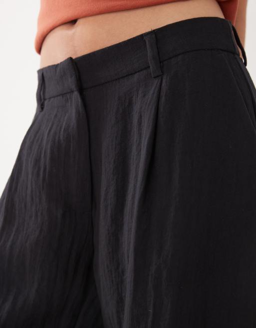 Weekday crinkle wide leg pants in black | ASOS