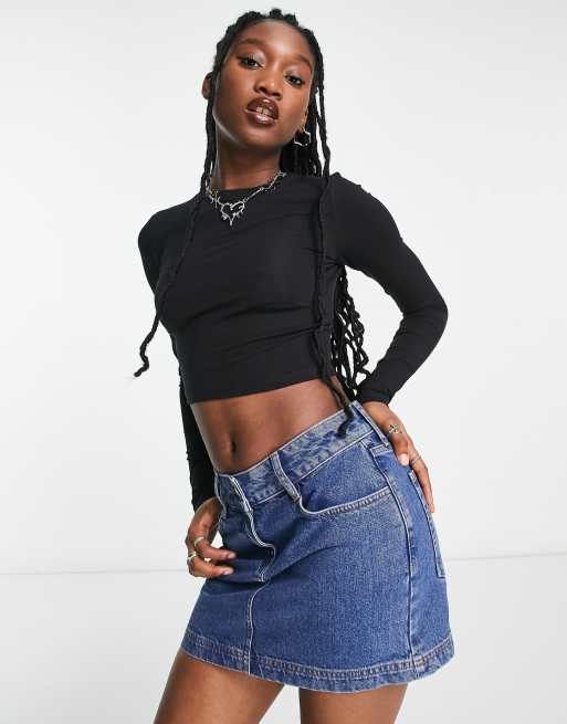 Weekday - Crop top a maniche lunghe nero | ASOS