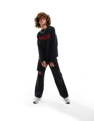 Weekday – Cypher – Oversize-Pullover in Schwarz mit Grafik in Jacquard ...