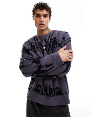 Weekday – Cypher – Pullover in Lila mit strukturiertem Jacquard-Muster ...