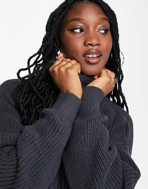 Weekday Emmy high neck jumper in charcoal | ASOS