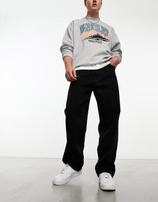 Weekday – Galaxy – Gerade geschnittene Baggy-Jeans in getuntem Schwarz ...