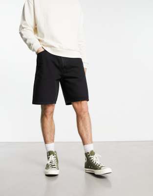Weekday Galaxy loose fit denim shorts in black | ASOS
