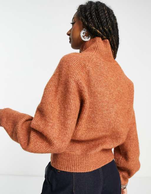 Weekday Ice high neck jumper in rust | ASOS