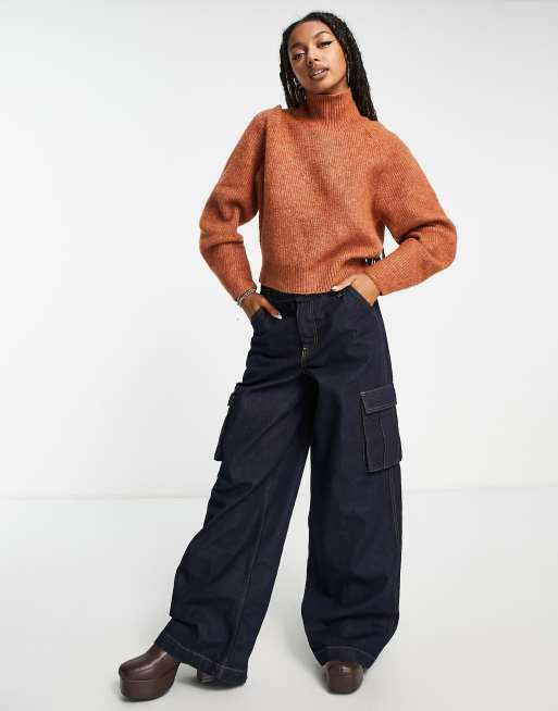 Weekday Ice high neck jumper in rust | ASOS