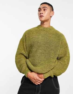 Weekday John oversized jumper in green space dye | ASOS