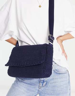 Weekday knitted purse in navy | ASOS