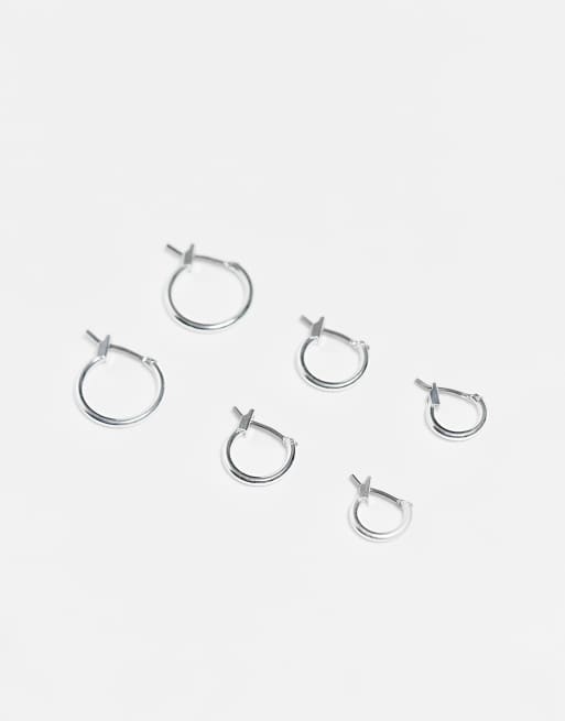 Weekday mid hoop 3-pack in silver | ASOS