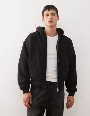 Weekday oversized hoodie with teddy fleece lining in black | ASOS