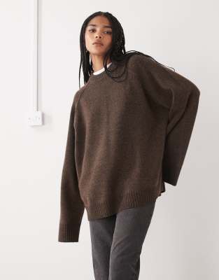 Weekday oversized relaxed fit jumper in dark brown melange | ASOS