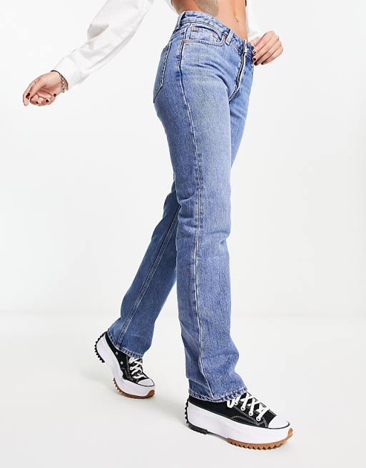 Weekday Pin mid rise straight leg jean in harper blue | ASOS Weekday Pin mid rise straight leg jean in harper blue | ASOS