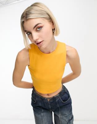 Weekday Pure crop tank top in orange | ASOS