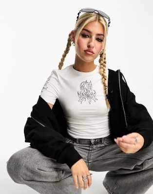 Weekday slim fit printed t-shirt in white | ASOS